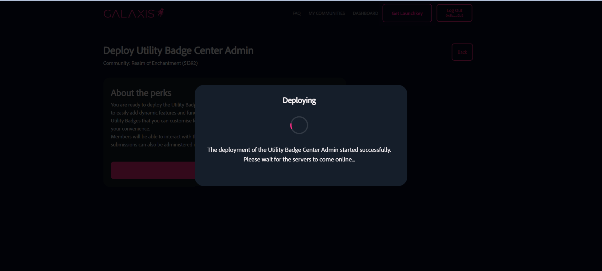 Deploy Utility Badge center | Galaxis Wiki