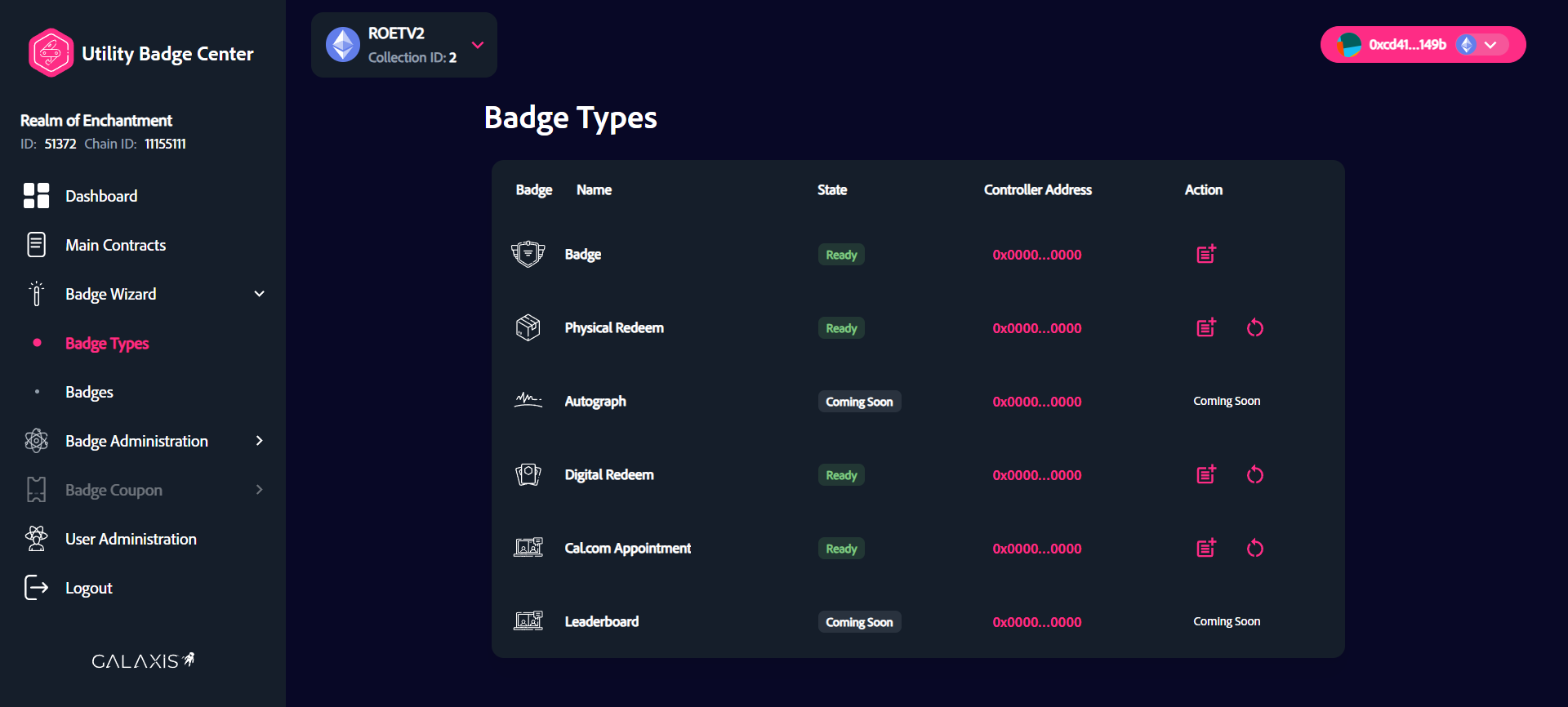 Utility Badge Center - Deploy badge containers | Galaxis Wiki